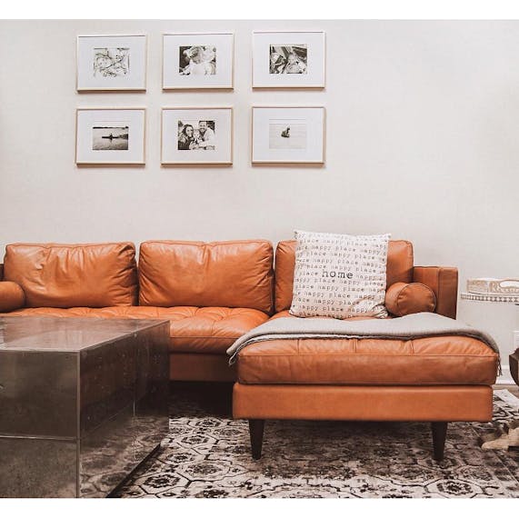 Joybird briar leather sectional store